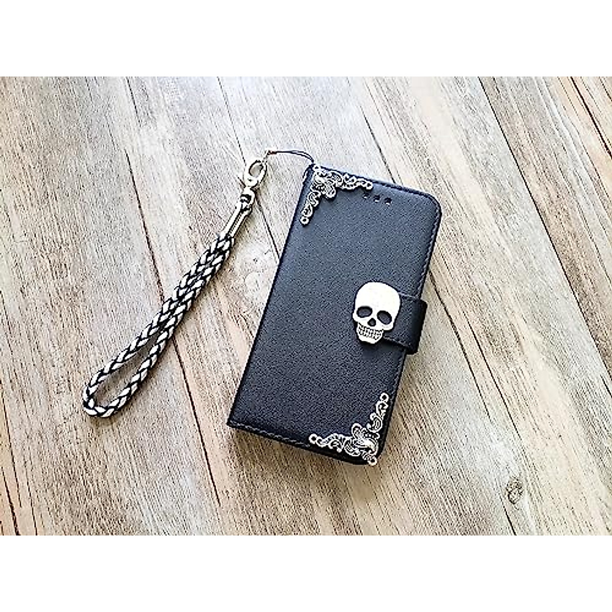 Skull phone leather wallet removable case for iPhone X XS XR 11 12 13 14 Pro Max Samsung S23 S22 S21 S20 Ultra Note 20 10 Plus Mn1280