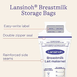 Lansinoh Breastmilk Storage Bags, 100 Count, BPA Free and BPS Free