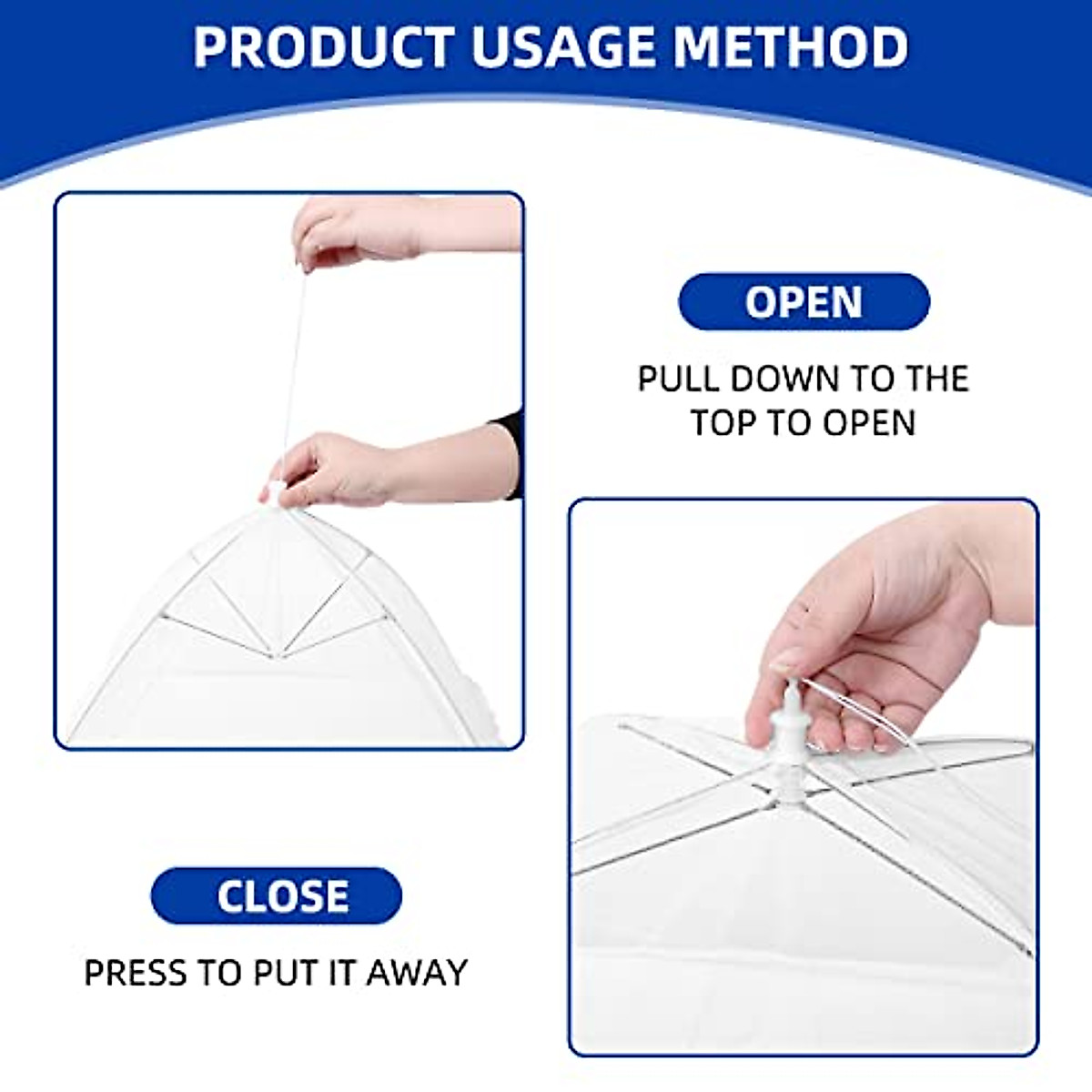 7 Packs Mesh Food Cover for Outside,1 Large 40"X24" and 6 Packs 17"X17" Pop-Up Mesh Screen Food Tent Umbrella Reusable and Collapsible Food Net for Picnic Accessories and Outdoor Party Home Use