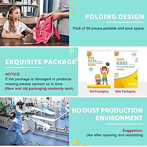 Kids Kn95 Disposable Face Masks - 50 Pack Breathable Protective Colored KN95 Children Face Masks，5 Layers Safety Cup Dust Masks Unisex Set for Girls Boys Multicolor-1
