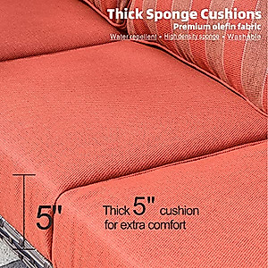 XIZZI Patio Furniture Set,Outdoor Furniture,5 PCS High Back Outside Wicker Patio Conversation Sectional Sofa Set with Premium Fabric Cushions(Orange Red)