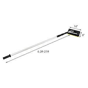 GYMAX Snow Roof Rake, 21ft Telescoping Aluminum Snow Rake for House Roof, Scratch-Free Snow Roof Shovel with Large Blade & Twist-N-Lock Handle for Roof Car Snow/Leaves/Debris Removal (Black+Yellow)