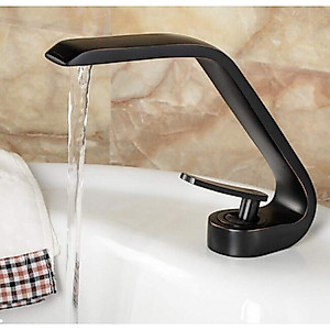 ShiSyan Y-LKUN Faucet Washbasin Bathroom Hot and Cold Water Basin Taps Mixer Black Antique Brass Single Handle Waterfall Faucet Deck Mounted Faucets Tap