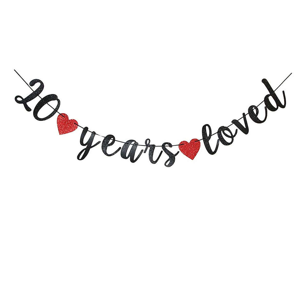 20 Years Loved Black Paper Sign for Adult's 20th Birthday Party Supplies, 20th Wedding Anniversary Party Decorations