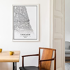 Dear Mapper Chicago United States View Abstract Road Modern Map Art Minimalist Painting Black and White Canvas Line Art Print Poster Art Print Poster Home Decor (Set of 3 Unframed) (24x36inch)