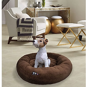 Bessie and Barnie Snuggle Dog Bed - Extra Plush Fabric Dog Bean Bag Bed - Reversible Circle Dog Bed - Machine Washable Donut Dog Bed - Calming Dog Bed - Multiple Sizes & Colors Available