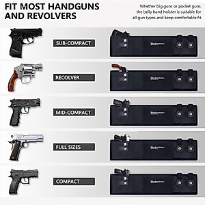 Mostcomtac Belly Band Holster - Gun Holster for Women and Men, Concealed Carry Waist holster for Most Pistols and Revolvers, Fits Glock, Smith Wesson, Taurus, Ruger, Shield, Etc