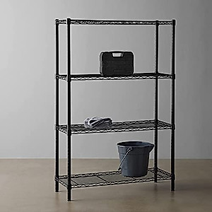 4-Shelf Adjustable, Heavy Duty Storage Shelving Unit (350 lbs Loading Capacity per Shelf), Steel Organizer Wire Rack, Black (36L x 14W x 54H)