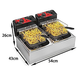 Commercial Deep Fryers, Electric Deep Fryer, Detachable Large Capacity Stainless Steel Electric Oil Fryer with Temperature Control, for Restaurant Home Kitchen (Color : 20L)