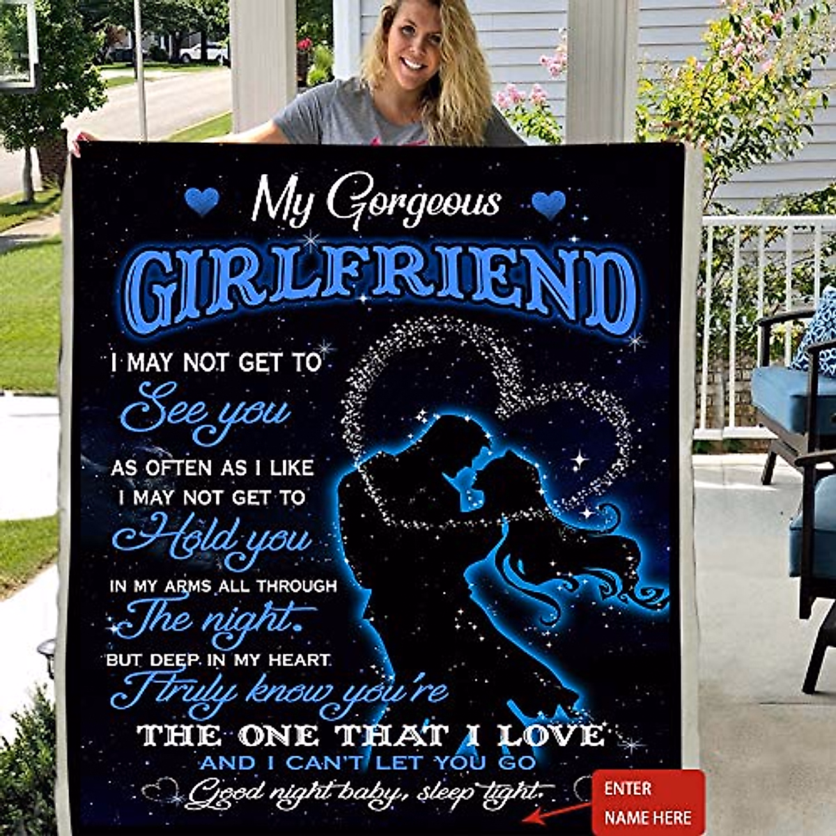 to My Gorgeous Girlfriend I May Not Get to See You As Often As I Like Front Flannel Back Sherpa Fleece Blanket Romantic Gift for Lover Girlfriend (X-Large 80 X 60 INCH)