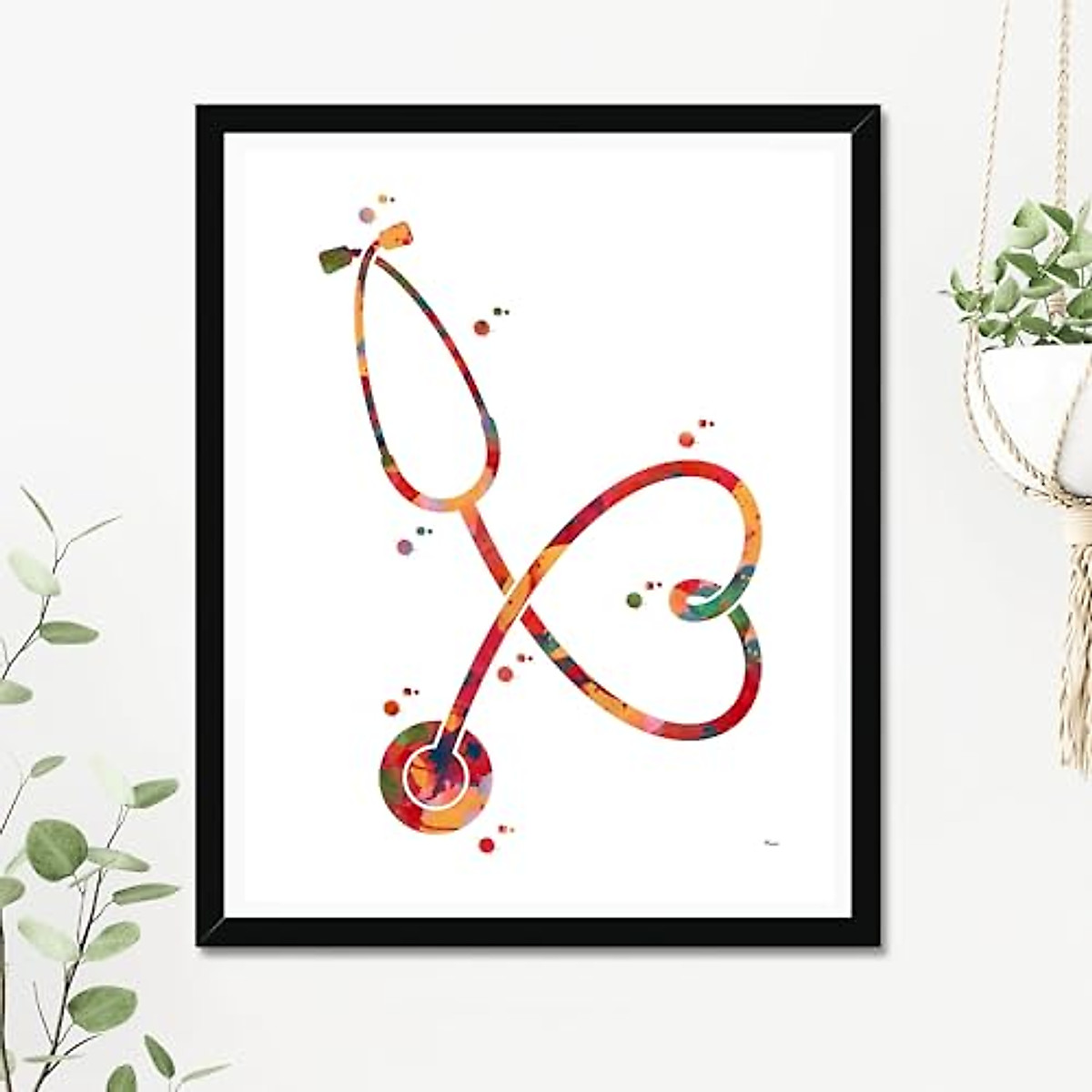 Print Art Stethoscope Watercolor Wall Art Medical Tools Anatomy Art Heart Shaped Stethoscope Love Medicine Wall Art Doctors Nurses,202