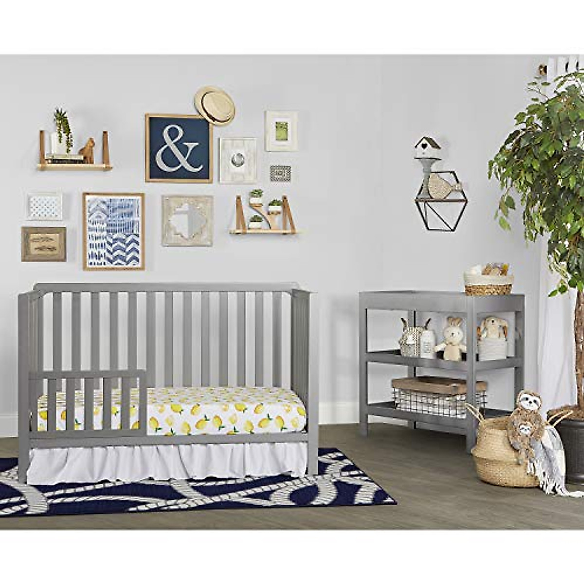 Dream On Me Ridgefield 5-in-1 Convertible Crib in Storm Grey, Greenguard Gold Certified