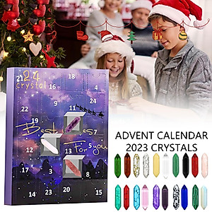 JRINK Crystals Christmas Advent Calendar, Stones Cultivates Self-Care Christmas Advent Calendar, 24 Days Natural Stone Gift Box, Natural and Pure Collection Gift for Yoga and Geology Enthusiasts