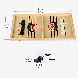 Fast Sling Puck Game Large Size Hockey Melightful Pass Puck Game Board Wooden for Kids Adults Party Family Night Fun Game Traveling Camping Birthday (Super Winner)…