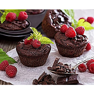 CZ-XING Cupcake Bakeware Pan and Muffin Cake Pan，4 Cup/Non Stick Carbon Steel Cupcake Baking Pan Quick Release Coating Oven Cake Tray Molds (Black 3Pcs)