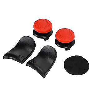 5 in 1 Controller Accessory for, Thumb Stick Grip Key Joystick Cover, L1/R2 Key Extender, Joystick Key, Cross Key (red)