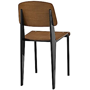 Modway Cabin Modern Wood and Metal Kitchen and Dining Room Chair in Walnut Black