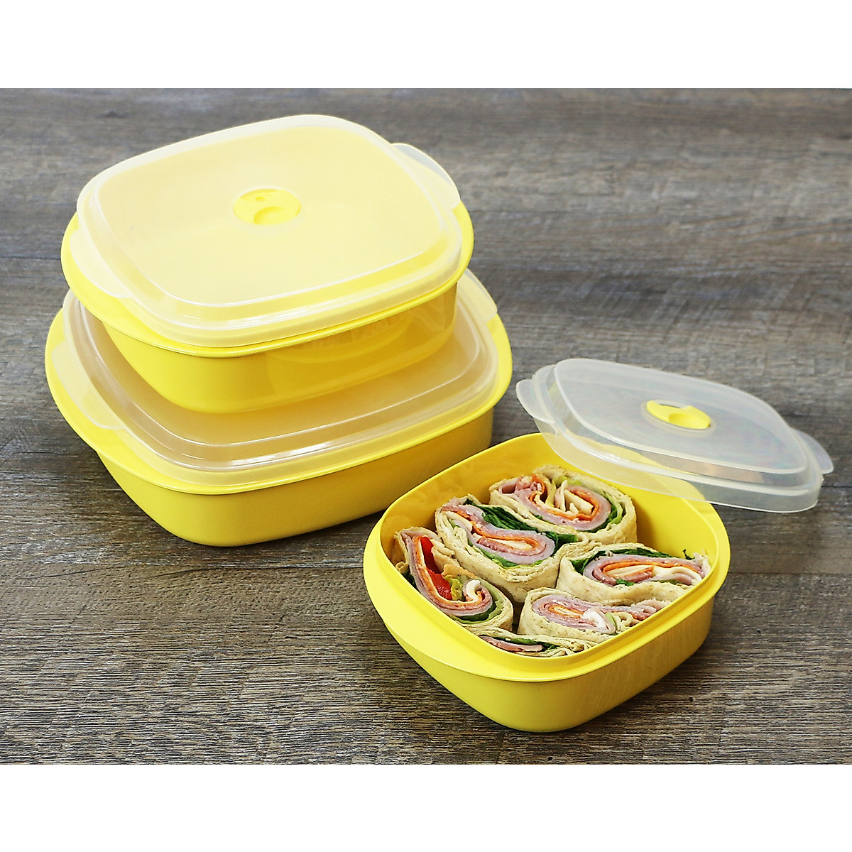 Reston Lloyd Calypso Basics Microwave Cookware, Steamer and Storage Set, Lemon, Multiple Sizes, 6-Piece