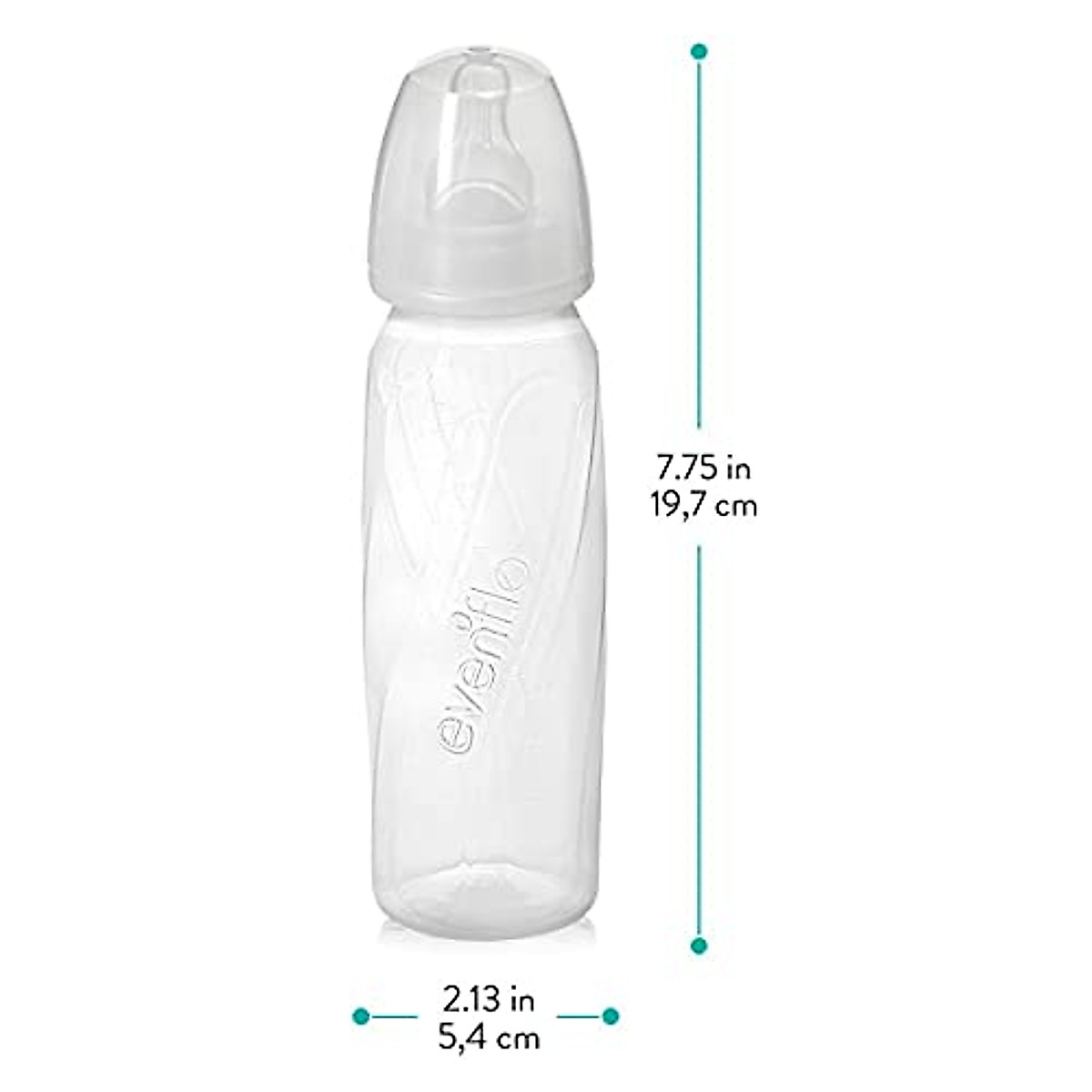 Evenflo Feeding Premium Proflo Vented Plus Polypropylene Baby, Newborn and Infant Bottles - Helps Reduce Colic - Clear, 8 Ounce (Pack of 6)