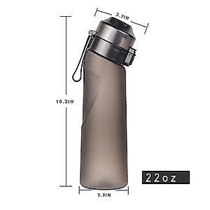 JSAXQYG Fruit Fragrance Water Bottle,22OZ,Dust-Proof and Leak-Proof Flip Scented Kettle,with 7 Flavor Pods 0 Sugar and 0 Calorie Outdoor Sports Water Cups,A good gift for friends (Black)