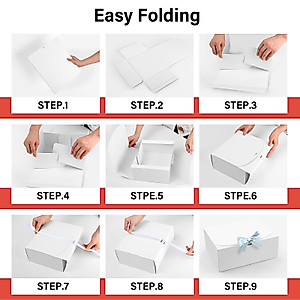 PEKGRIL 15 PCs Gift Boxes with Lids, White 10X8X4 Inch Gift Boxes, Bridesmaid Proposal Box with Ribbon, Kraft Paper Boxes for Wedding, Packaging, Present, Birthday, Christmas, Party