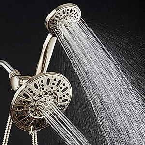AquaDance 7" Premium High Pressure 3-Way Rainfall Combo with Stainless Steel Hose – Enjoy Luxurious 6-setting Rain Shower Head and Hand Held Shower Separately or Together – Brushed Nickel Finish