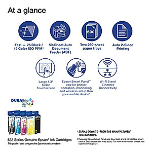 Epson Workforce Pro WF-4830 Wireless All-in-One Printer with Auto 2-Sided Print, Copy, Scan and Fax, 50-Page ADF, 500-sheet Paper Capacity, and 4.3" Color Touchscreen (Renewed),Black