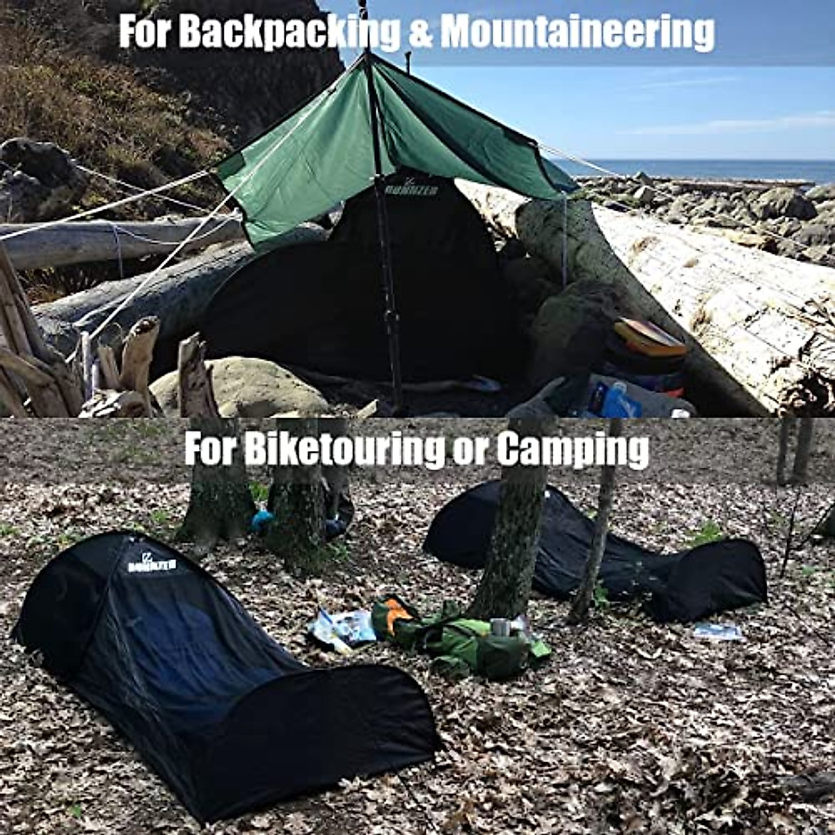 L RUNNZER Single Camping Tent, Pop-Up Net with Upgraded Mesh for Sleeping Outdoor Camping Traveling