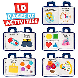 UNIH Quiet Book for Toddlers,Soft Activity Book Toddler Travel Toys Educational Montessori Busy Book for 1 2 3 Year Old Toddlers Boy Girl