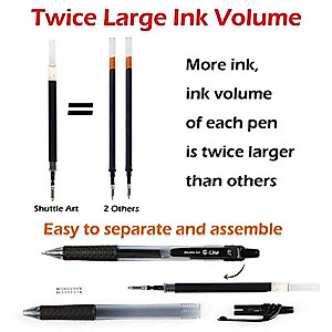 Black Gel Pens, 100 Pack Shuttle Art Retractable Medium Point Rollerball Gel Ink Pens Smooth Writing with Comfortable Grip for Office School Home Work