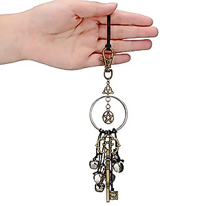 Witch Bells for Door Witchcraft Bells Supplies Wiccan Decor Altar Bell Antique Magic Keys Witchy Wicca Home Protection Decor Kitchen Witch Decor (1 Piece)
