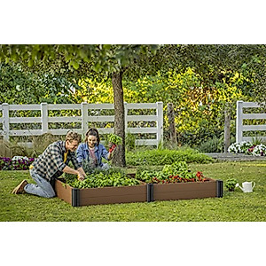 Keter Vista Modular Raised Garden Bed Durable Outdoor Planter for Vegetables Flowers, Herbs, and Succulents, Brown
