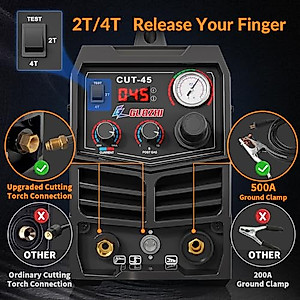 GZ GUOZHI Plasma Cutter, 45 Amp Air Inverter Plasma Cutter, 110V/220V Dual Voltage Digital Display IGBT Inverter Plasma Cutting Machine with 2T/4T/TEST, Automatic Drainage System