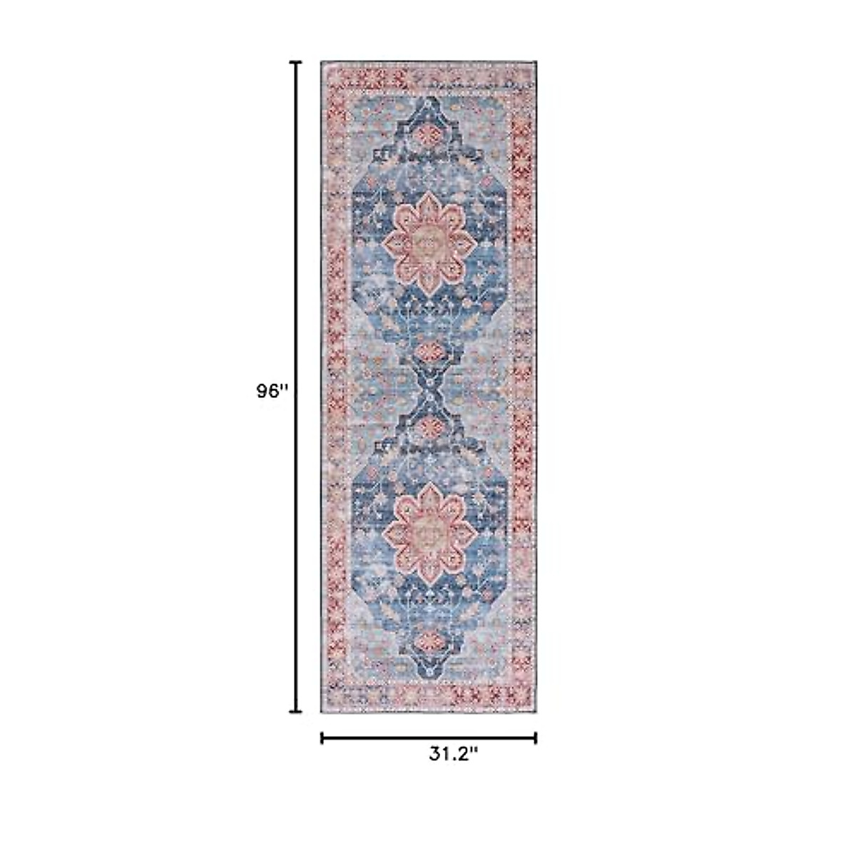 SAFAVIEH Tucson Collection Runner Rug - 2'6" x 8', Blue & Rust, Persian Medallion Design, Non-Shedding Machine Washable & Slip Resistant Ideal for High Traffic Areas in Living Room, Bedroom (TSN110M)