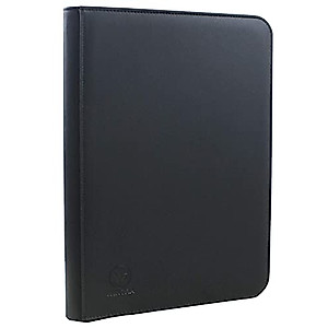 WINTRA Premium 360 Pockets Black Zippered Playing Card Binder - Durable Trading Card Holder Album ，9 Pocket Side Loading Card Folder with 20 Sheet Sleeves for Trading and Sports Cards