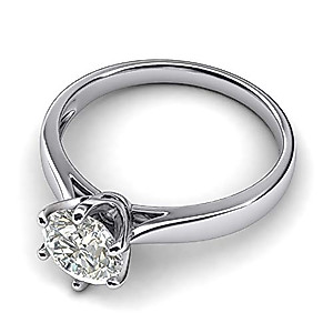 Pure 10k white gold 2.0 CT Classic 6-Prong Solitaire Simulated Diamond Engagement Ring Promise Bridal Wedding Ring (5.5)