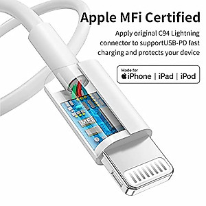 [Apple MFi Certified] iPhone Fast Charger 3Pack (6ft), USB C to Lightning Cable Power Delivery for iPhone 14/14 Pro/14 Pro Max/13/13 Pro/13 Pro Max/12/12 Mini/Xs Max/XR/X/AirPods Pro and More