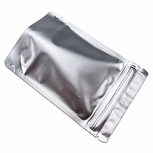 PABCK 50 Pieces 4.3x6.3 inch(Inside Size 3.5x3.9 inch) Stand-Up Resealable Heat Seal Bags 3.55mil Thick Frosted Silver Foil Sealed Bags for Zip Packaging Lock Food Storage Pouch
