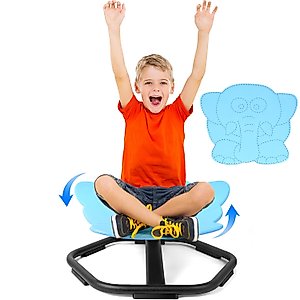 TERRAMUS Elephant Swivel Chair for Kids, 360° Spinning Seat, Sensory Spin Chair, Toddler Sit and Spin Wobble Chair, Autism ADHD Toy Chairs, Play Equipment Relief Motion Sickness for Boys Girls (Blue)