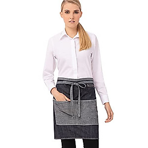 Chef Works Unisex Manhattan Half Bistro Apron, Indigo Blue, One Size