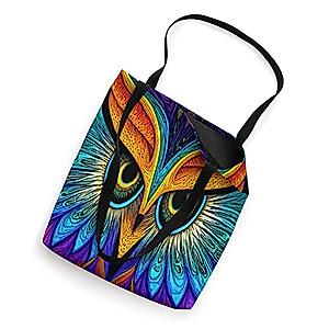 Rainbow Owl Tribal Art Totem Tote Bag