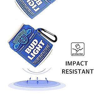 Silicone Case for Airpod 2/1 gen, Funny Fashion Cute Cool Drink Design Protective Case with Keychain for Apple AirPods for Girls Men Boy (Blue Beer)