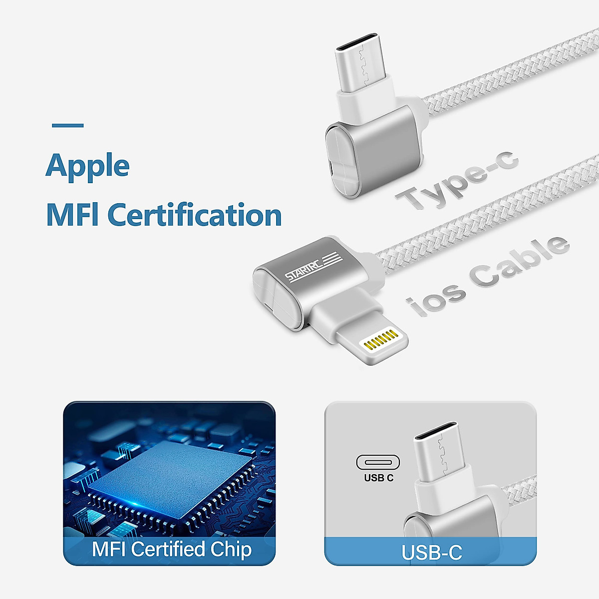STARTRC Lightning Data Cable to USB-C Cables MFI Certified for DJI Neo/Mini 4K/Mini 3 Pro/Mini 2/Air 2S/Mavic Air 2/Mavic 3 Accessories,11.8in and 6.3in RC Remote Cotroller OTG Extension Cable(2 Pack)