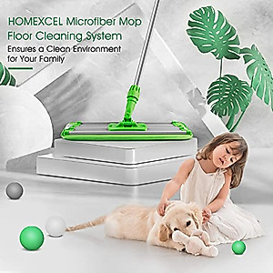 HOMEXCEL 18 Inch Professional Microfiber Mop Floor Cleaning System,Dust Mop with 4 Reusable Mop Pads,360-Spin Flat Mop Head Wet and Dust Mopping for Hardwood, Laminate, Vinyl & Tile