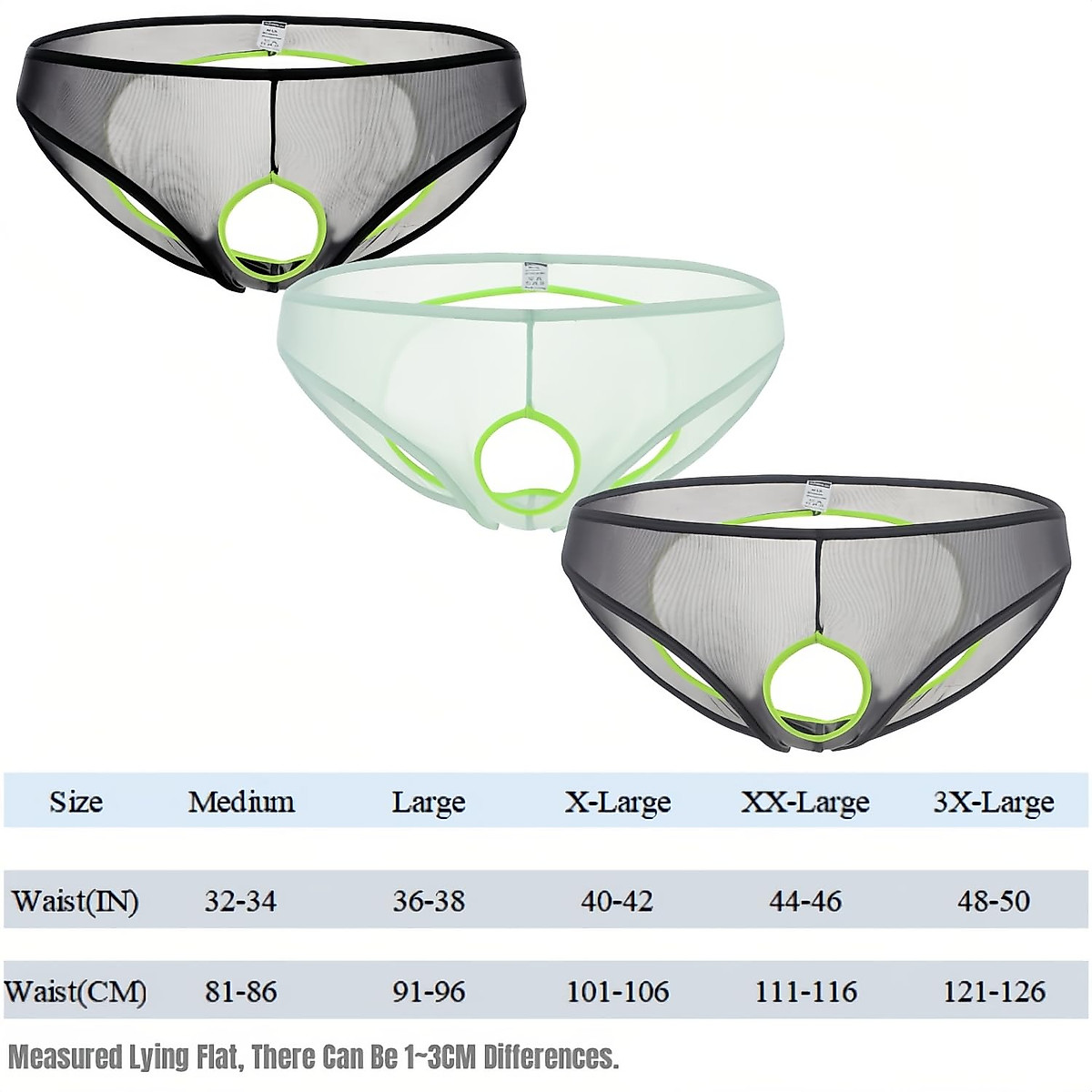 ZONBAILON Mens Sexy Sheer See Through Underwear Briefs Ultra Thin Front Opening Bikini Low Rise Jockstraps Grey M