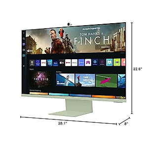 SAMSUNG M8 Series 32-Inch 4K UHD Smart Monitor & Streaming TV with Slim-fit Webcam for PC-less Experience, Netflix, HBO, Prime VOD, & more, Apple Airplay, WiFI, BT, Built-in Speakers, 2022, Green