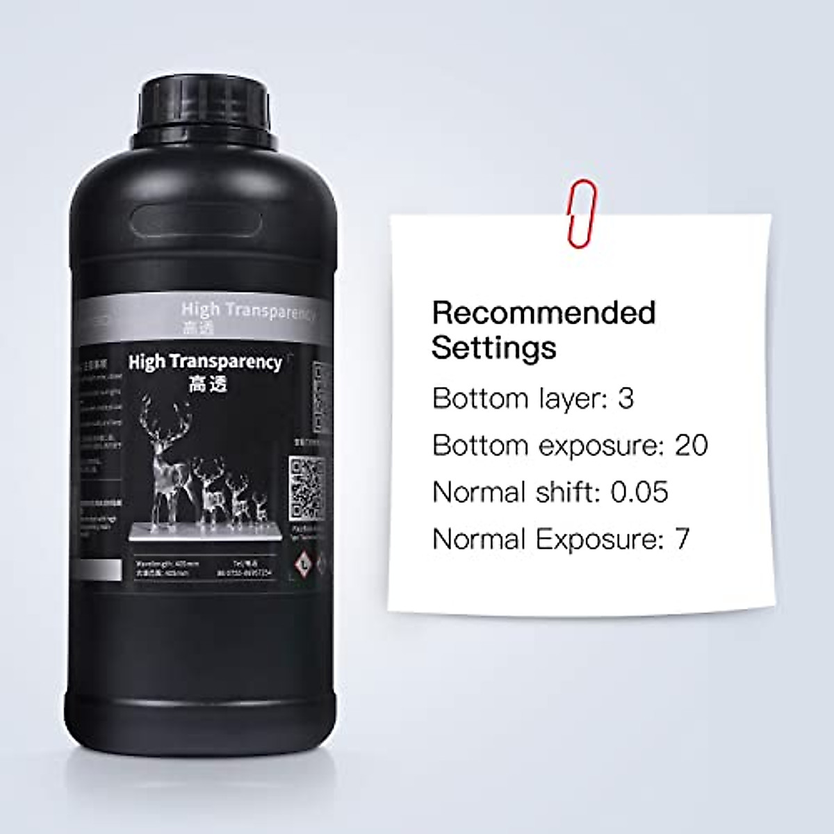 NOVA3D High Transparent 3D Resin Non-Yellowing 405nm photopolymer Resin Clear Like Glass for LCD 3D Printing, 500g