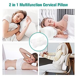 Cosermart Cervical Pillow for Neck Pain Relief, Ergonomic Pillow for Neck, Shoulder & Back Support, Orthopedic Contour Memory Foam Pillow for Side Back Stomach Sleeper with Removable Zipper Design