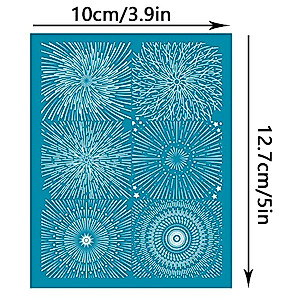 OLYCRAFT 4x5 Inch Clay Stencils Firework Pattern Silk Screen for Polymer Clay Firework Silk Screen Stencils Mesh Transfer Stencils Mesh Stencil for Polymer Clay Jewelry Making