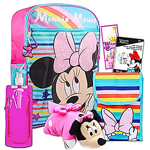 Disney Minnie Mouse School Backpack Set For Girls, Kids ~ 8 Pc Bundle With 16" Minnie School Bag, Lunch Bag, Water Bottle, Stickers, And More (Minnie Mouse School Supplies)